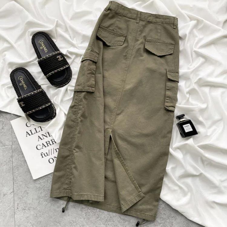 スカート ロングスカート カーゴスカート レディース ロング丈 ひざ下 カーゴポケット 綿 ミリタリー カッコいい 大きいサイズ : WILLGAD - 通販 - Yahoo!ショッピング