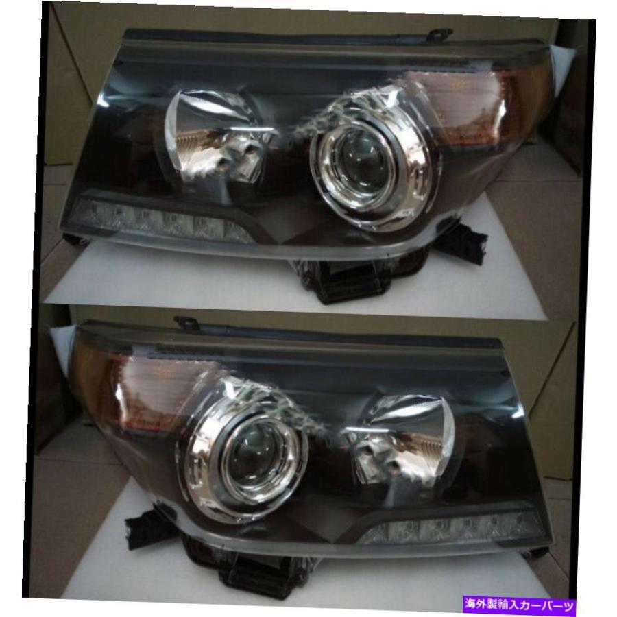 USヘッドライト 2 *トヨタランドクルーザー用ブラックフロントバンパーヘッドライトランプLC200 UZJ200 12-15 2 ...