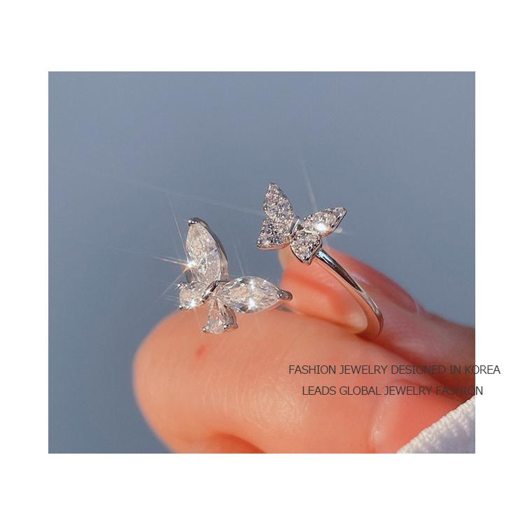 指輪 リング レディース 蝶々 バタフライ CZダイヤ 金属アレルギー対応 K18コーティング 誕生日 プレゼント : ウインドソング - 通販 - Yahoo!ショッピング