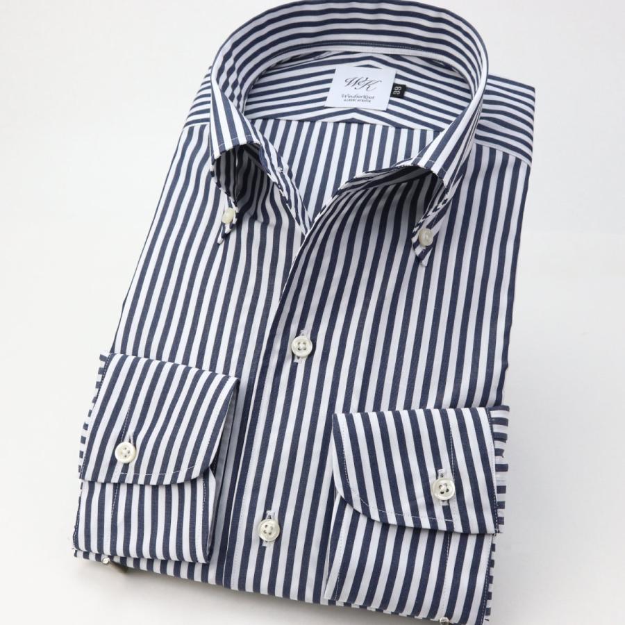 ワイシャツ ウィンザーノット ボタンダウン ワンピースカラー シャツ イージーケア ネイビー 日本製 綿100% 長袖 イタリアンカラー ...