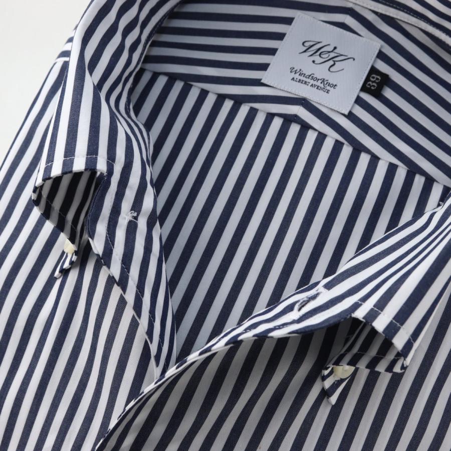 ワイシャツ ウィンザーノット ボタンダウン ワンピースカラー シャツ イージーケア ネイビー 日本製 綿100% 長袖 イタリアンカラー ...