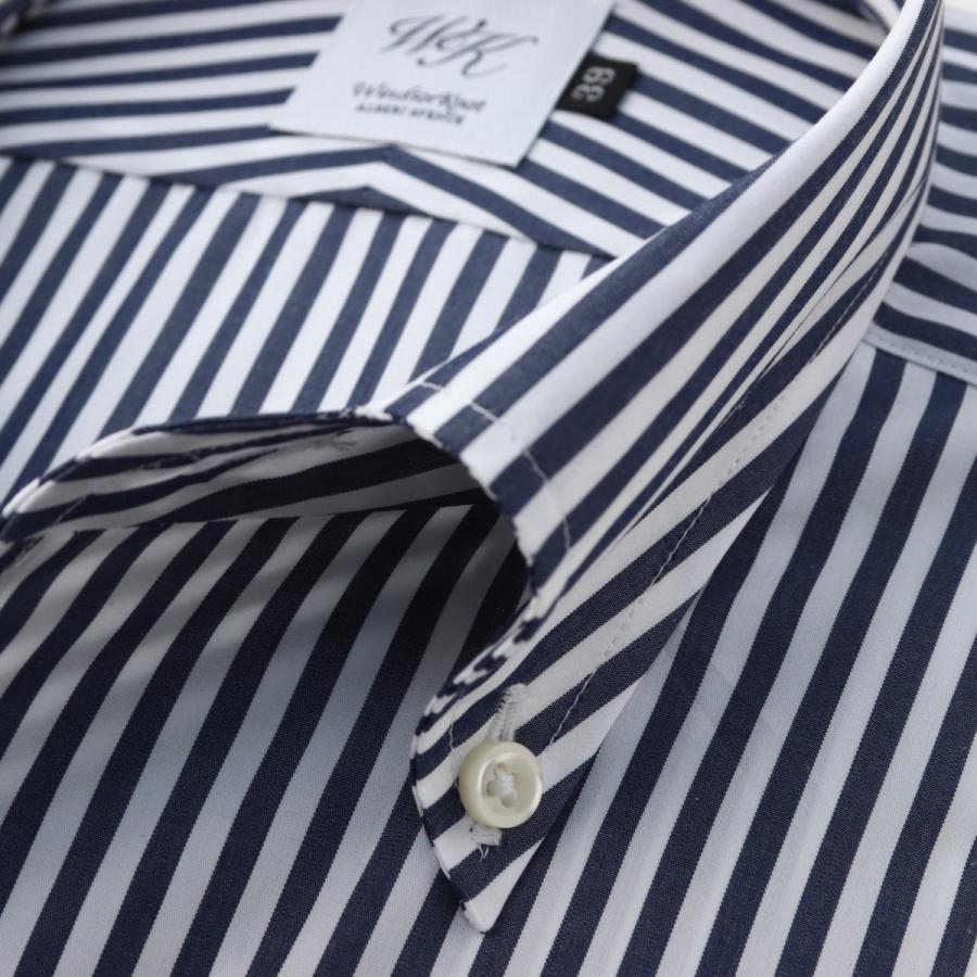 ワイシャツ ウィンザーノット ボタンダウン ワンピースカラー シャツ イージーケア ネイビー 日本製 綿100% 長袖 イタリアンカラー ...