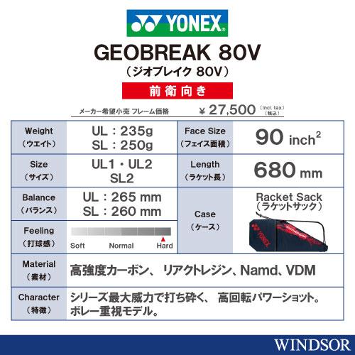 【張り工賃別】ヨネックス ジオブレイク 80V YONEX GEO80V 558カラー ソフトテニスラケット 前衛向け : 23geo80v-558 : ウインザーラケットオンライン - 通販 ...