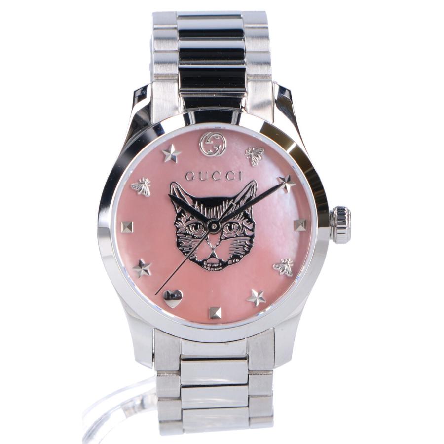 美品/ GUCCI グッチ YA1265013 Gタイムレス ピンクシェル クオーツ 腕時計 シルバー レディース ...