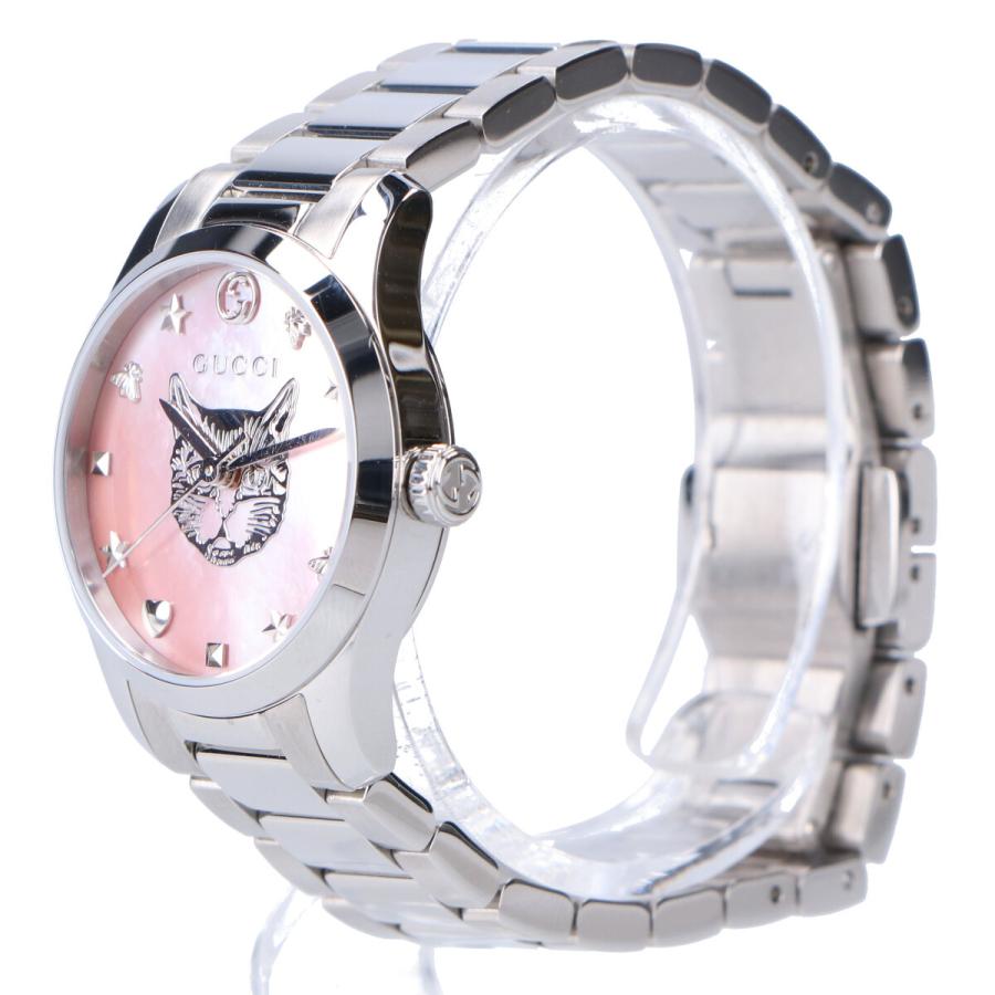 美品/ GUCCI グッチ YA1265013 Gタイムレス ピンクシェル クオーツ 腕時計 シルバー レディース ...