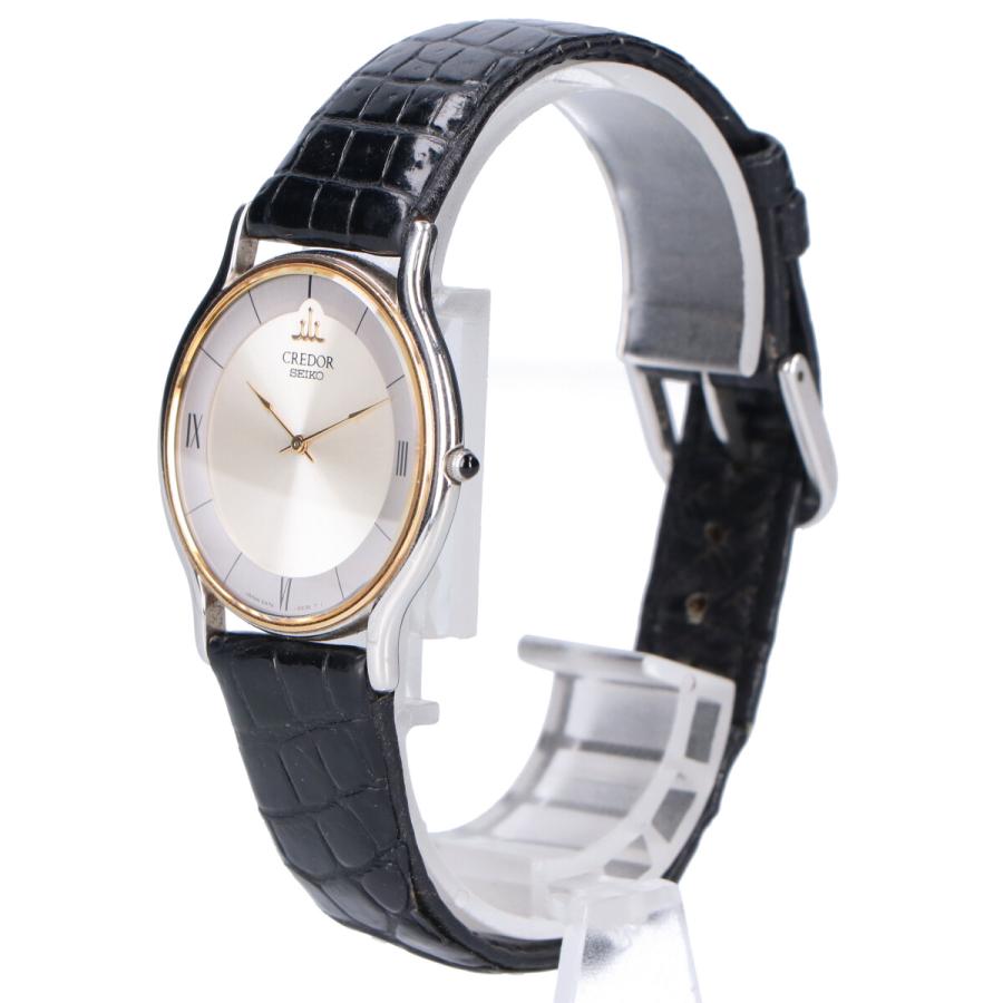 SEIKO セイコー 5A74 CREDOR クレドール 18KT BEZEL クオーツ 腕時計 シルバー/ゴールド/ブラック レディース ...