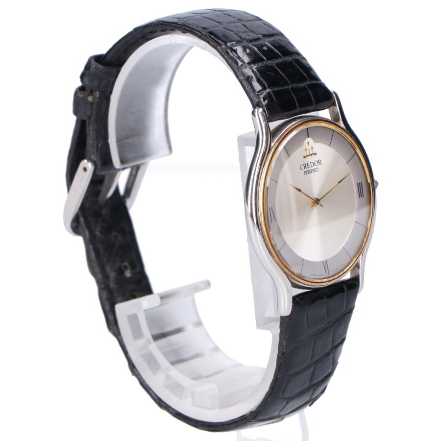 SEIKO セイコー 5A74 CREDOR クレドール 18KT BEZEL クオーツ 腕時計 シルバー/ゴールド/ブラック レディース ...