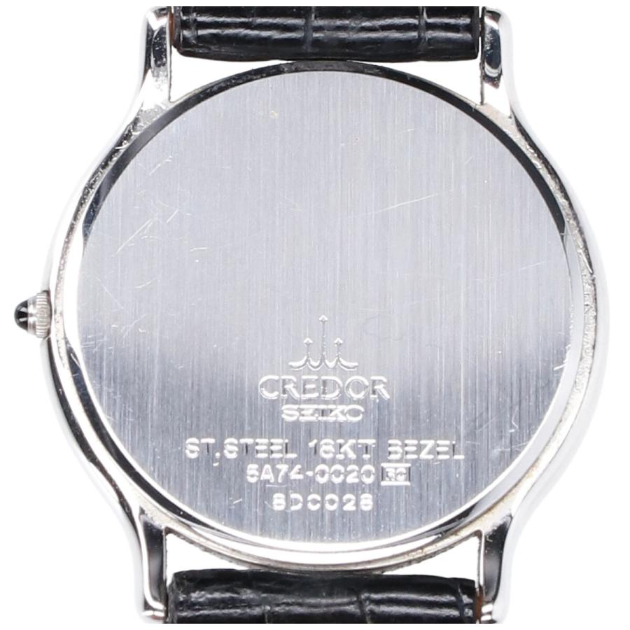 SEIKO セイコー 5A74 CREDOR クレドール 18KT BEZEL クオーツ 腕時計 シルバー/ゴールド/ブラック レディース ...