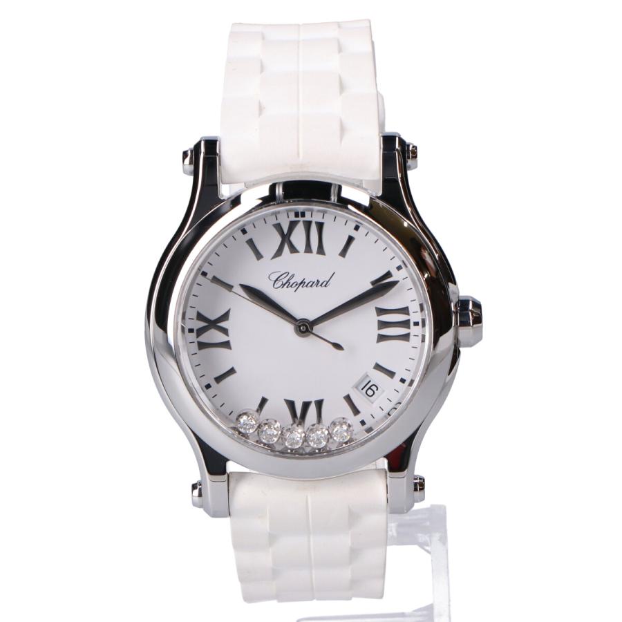 Chopard（ショパール） 278582-3001 ハッピースポーツ 5Pダイヤモンド ラバーベルト クォーツ 腕時計 シルバー レディース ...