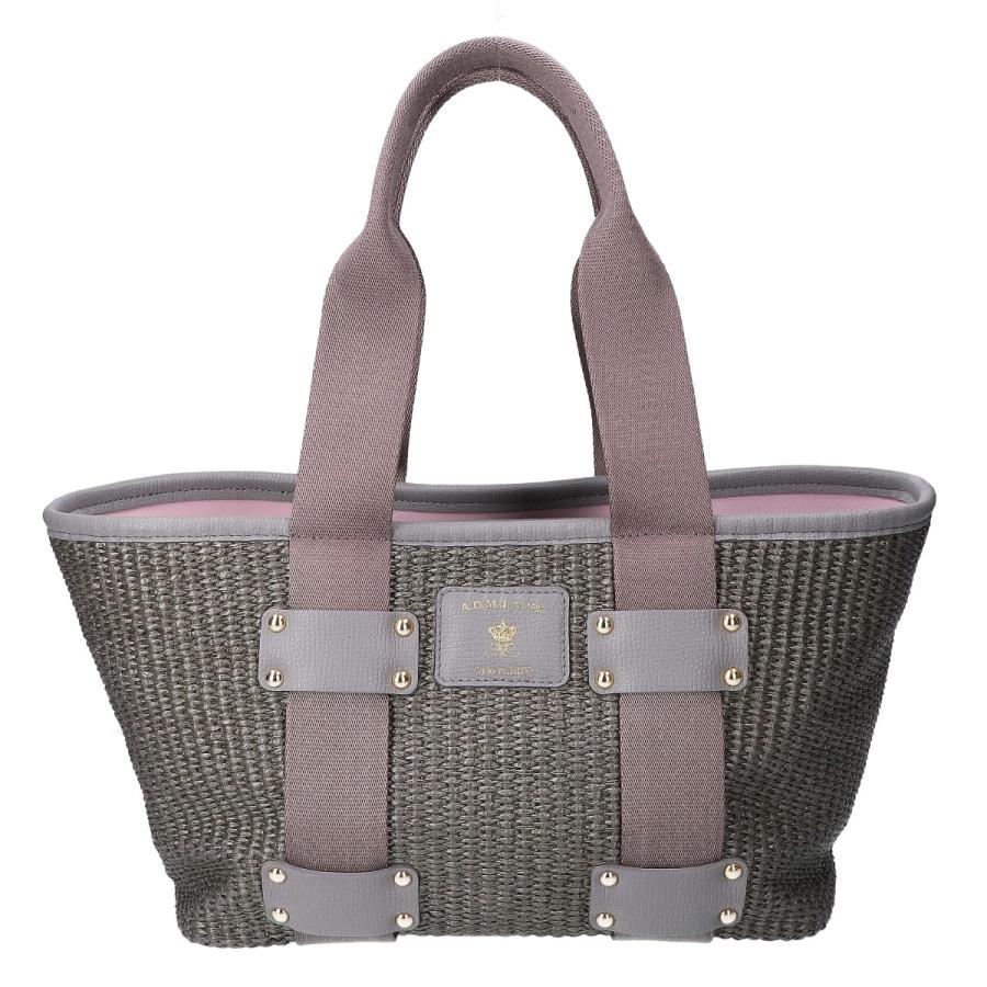 A.D.M.J. Accessoires De Mademoiselle ADMJ 美品 ラフィア/レザー デイリー トートバッグ グレー レディース : ブランドリユースショップエコスタイル ...