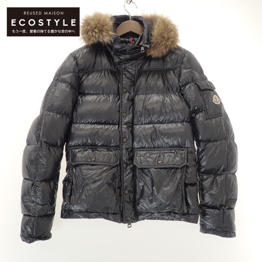 MONCLER モンクレール HUBERT ヒュベール ファー付きダウンジャケット 1 ネイビー メンズ : ブランドリユースショップエコス ...