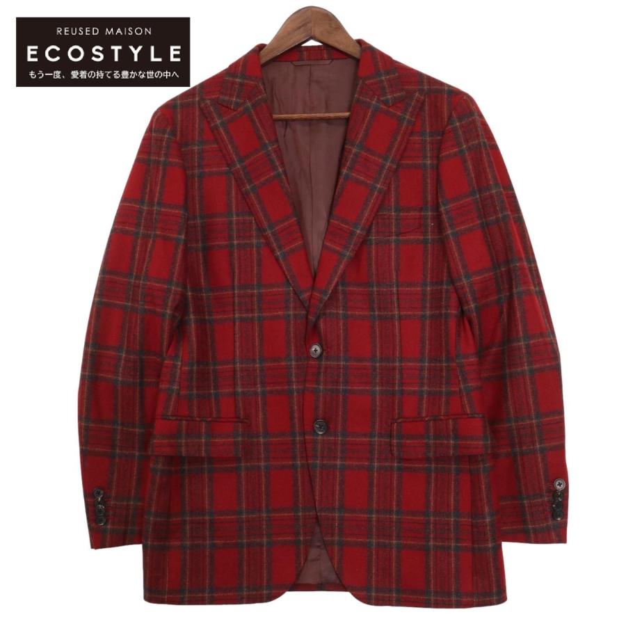 UNIVERSAL LANGUAGE SUPER100 レッド タータンチェック ピークドラペル2Bジャケット ジャケット 48−6D レッド ...