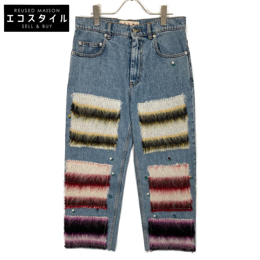 MARNI マルニ PAJD0326LS 22AW ブルー モヘアパッチ デニム MARNI マルニ PAJD0326LS 22AW ブルー モヘアパッチ デニム