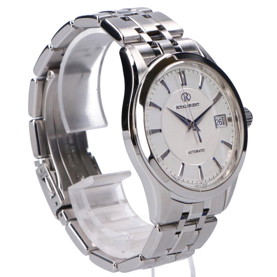 新品同様/ Royal Orient ロイヤルオリエント WE0021JA スケルトンバック デイト 自動巻き 腕時計 シルバー メンズ ...