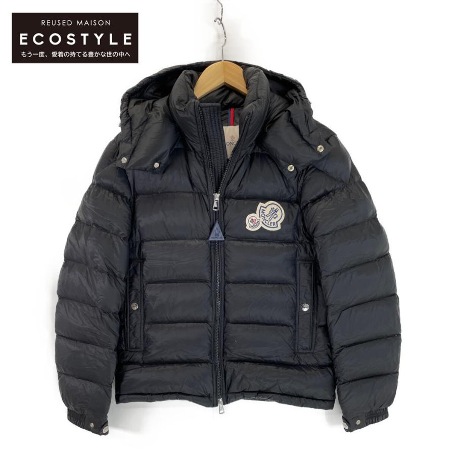 MONCLER（モンクレール） BRAMANT ダブルロゴワッペン フード付ダウン ジャケット 1 ブラック メンズ : ブランドリユース ...