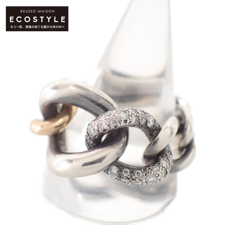 美品 hum ハム MR-R2S-COM K18YG/SV Humete Chain Ring 0.28 ダイヤモンド ハムエタ チェーン リング・指輪 18 : ブランドリユースショップ ...