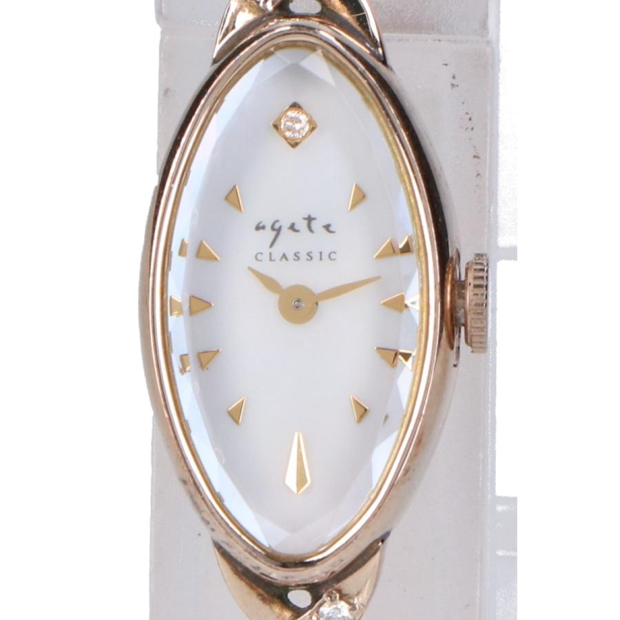 agete 美品 アガット CLASSIC クラシック A.CNO.1YG K10 0.052ct オーバルフェイス ジュエリーウォッチ 腕時計 ゴールド レディース : ブランドリユース ...
