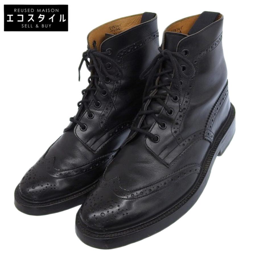 Tricker's（トリッカーズ） STOW ブローグ カントリー ブーツ シューズ メンズ ブラック 8 : ブランドリユースショップエコスタイル - 通販 - Yahoo!ショッピング