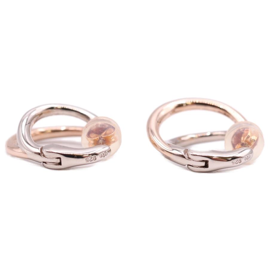 ete エテ 872248 925 K18 ダブルライン バイカラー ハグ ピアス シルバー/ピンクゴールド レディース : 2888800000009203 : ブランドリユースショップ ...