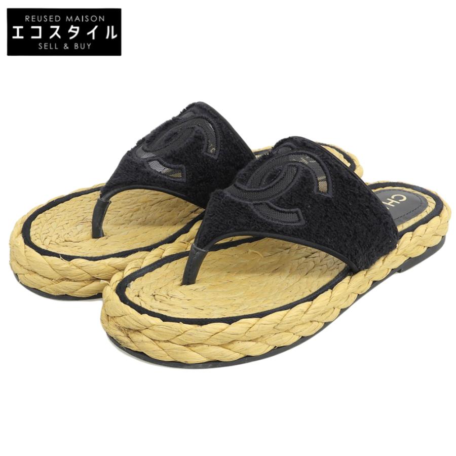 CHANEL（シャネル） ココマーク ファブリック サンダル レディース ブラック 37 C 22P G38947 : ブランドリユース ...