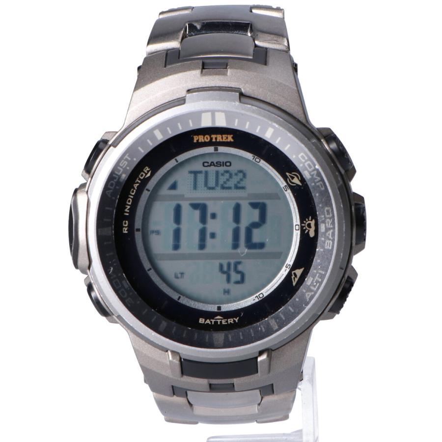 CASIO カシオ PRW-3000T-7JF PRO TREK プロトレック マルチバンド6 タフソーラー電波 チタンムクベルト デジタル 腕時計 シルバー : ブランドリユースショップ ...