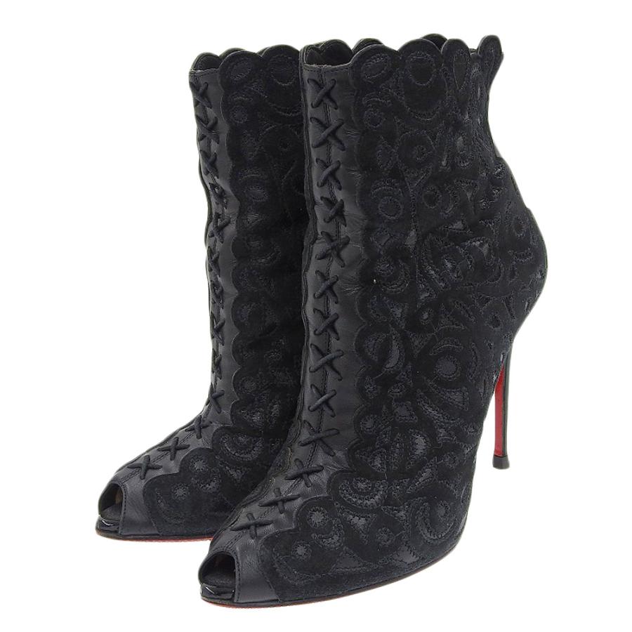 Christian Louboutin 美品 クリスチャンルブタン レザー ショートブーツ レディース ブラック 36 1/2 : ブランドリユースショップエコスタイル - 通販 ...