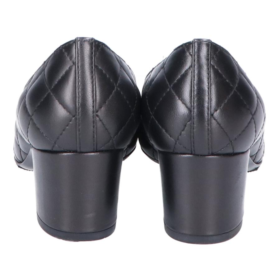 CHANEL 新品同様 シャネル G27738 CCココマークターンロック マトラッセ パンプス 37 1/2C ブラック/シルバー ...