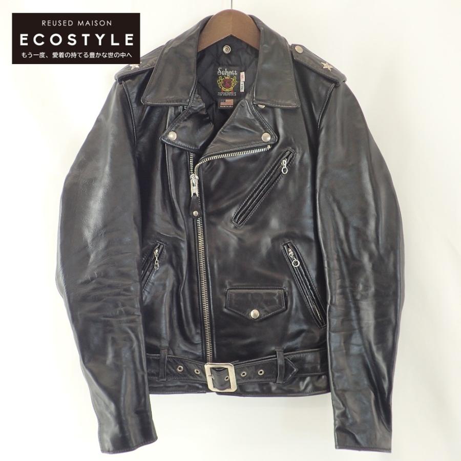 Schott N.Y.C 美品/国内正規 SCHOTT ショット 7416 613UHT ホースハイド ワンスター ダブルライダース ジャケット 36 ブラック メンズ : ブランドリユース ...