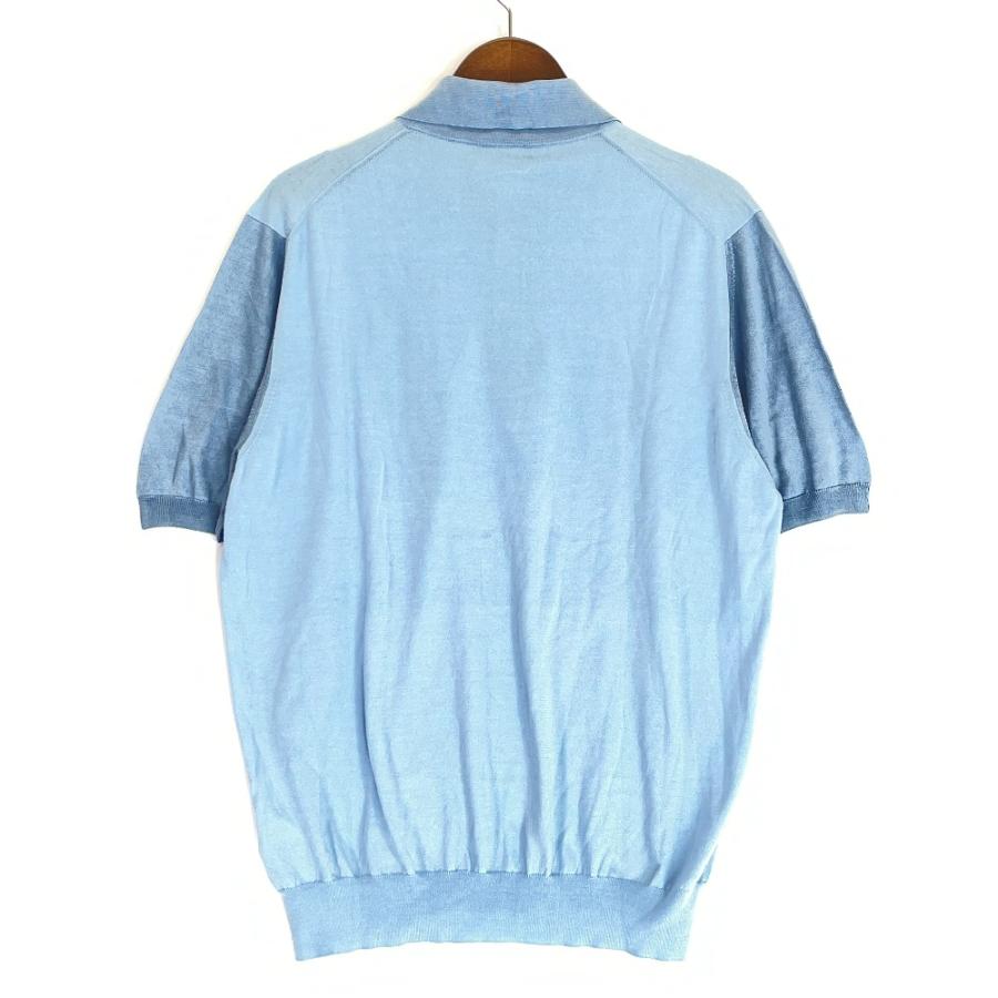 dunhill 新品同様/国内正規 Dunhill ダンヒル コットンxシルク 半袖ポロシャツ/ トップス 175/92A ブルー メンズ ...