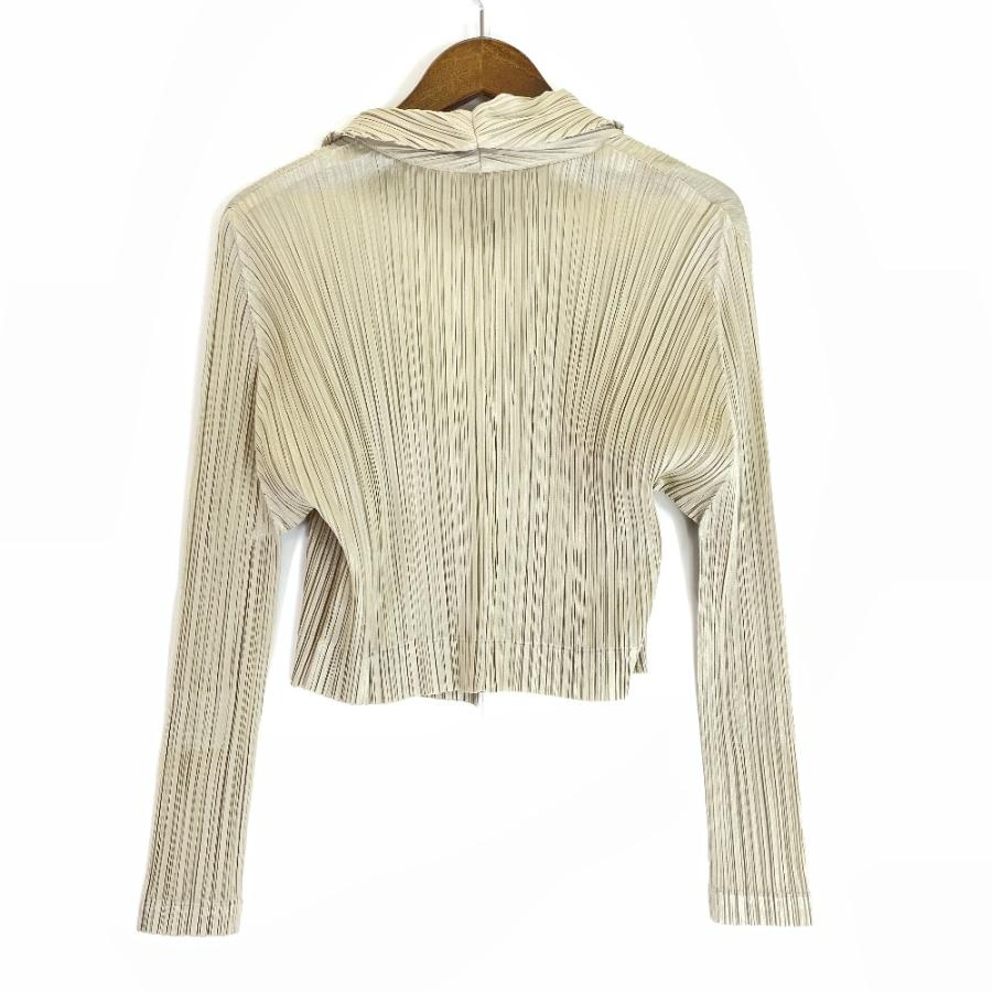 美品/ PLEATS PLEASE プリーツプリーズ PP91-JD531 プリーツ 1B ショート ジャケット 3 ベージュ レディース ...