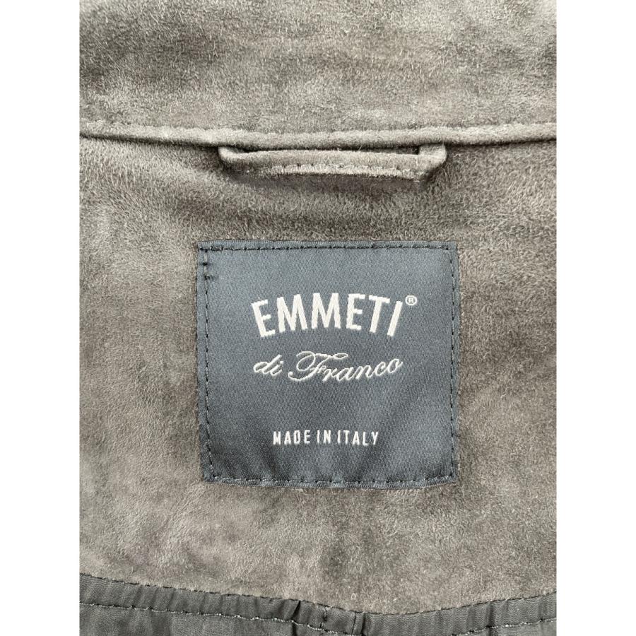 EMMETI エンメティー JURI ゴートスエードレザー シングルライダース ダークグレー 50 ジャケット レザー メンズ 中古 ...