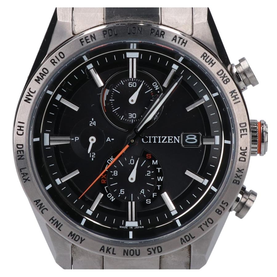 美品 CITIZEN シチズン AT8181-63E H800 ATTESA アテッサ スーパーチタニウム クロノグラフ エコ・ドライブ電波 ...