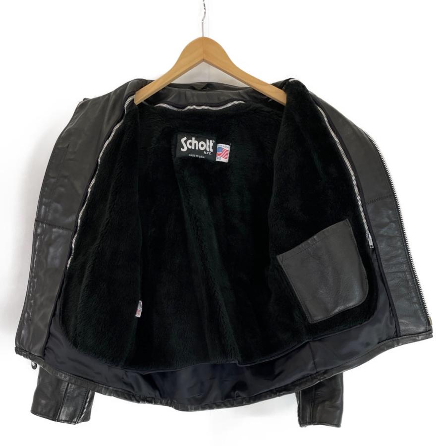 Schott N.Y.C SCHOTT ショット ブラック 641 カーフ ボアライナー付き ライダース 40 ジャケット レザー メンズ 中古 : ブランドリユースショップエコスタイル ...
