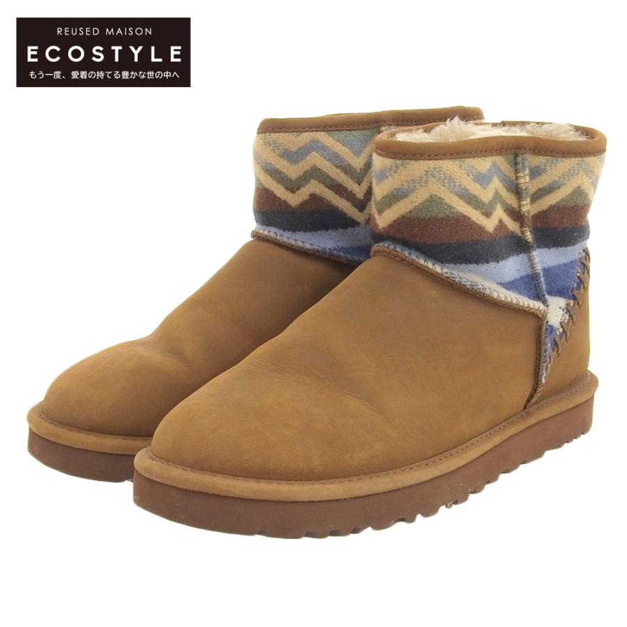 UGG 美品 アグ × PENDLETON ペンドルトン CLASSIC MINI DECO ムートン ブーツ シューズ メンズ ブラウン 27 : ブランドリユースショップエコスタイル ...