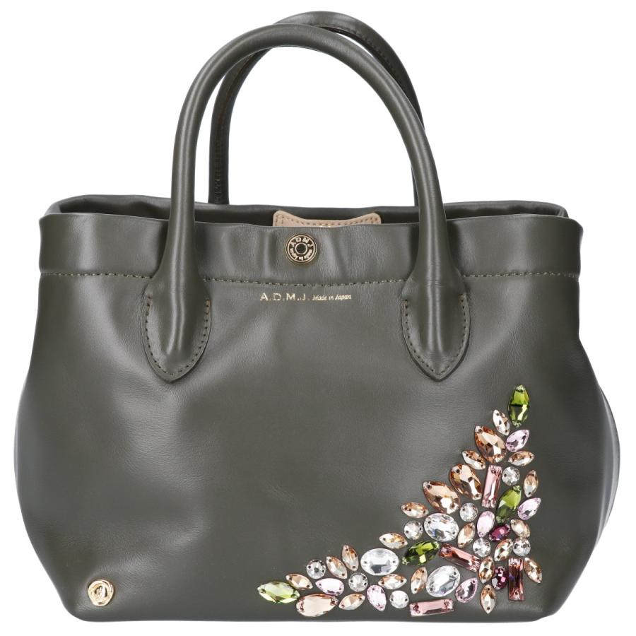 美品 A.D.M.J. Accessoires De Mademoiselle ADMJ ポレット社レザー バニティ スワロフスキー・クリスタル付 トートバッグ レディース : ブランド ...