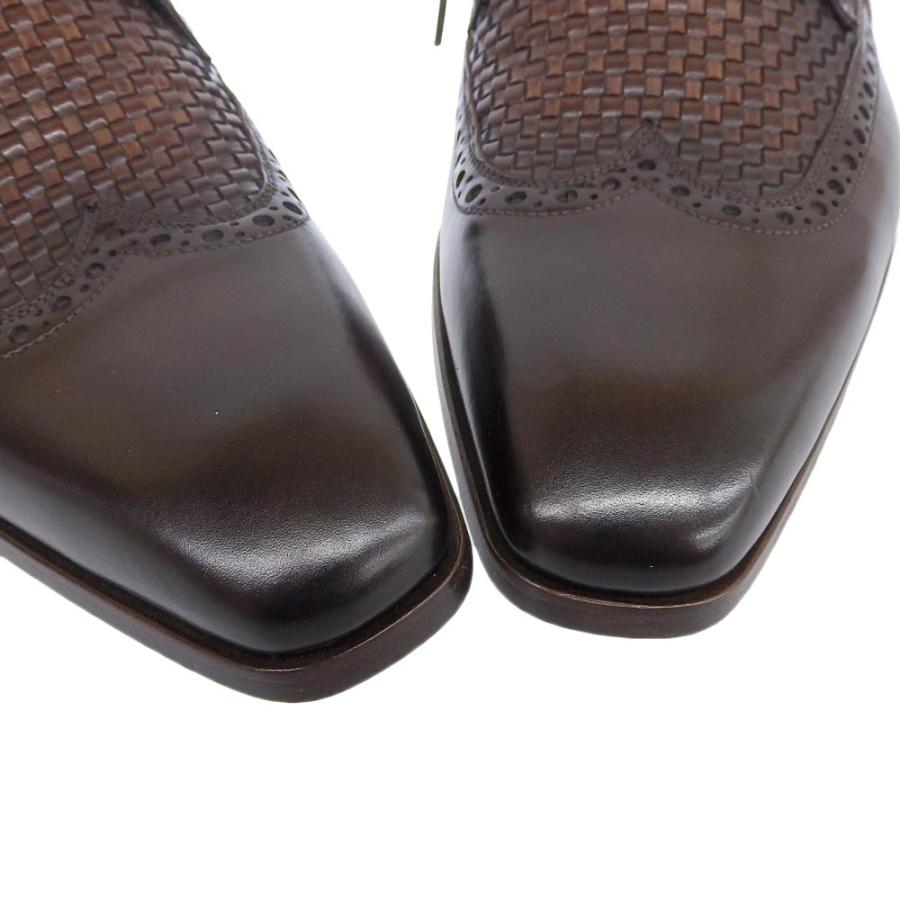 未使用 MAGNANNI マグナーニ レザー オパンケ 編み込み ウィングチップシューズ メンズ ブラウン 40 21944 : ブランド ...