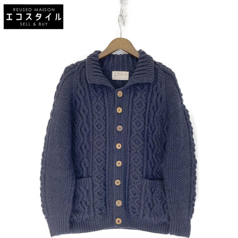 INVERALLAN インバーアラン ネイビー 3A ケーブル編み ニットカーディガン 表記なし カーディガン ウール メンズ 中古 ...