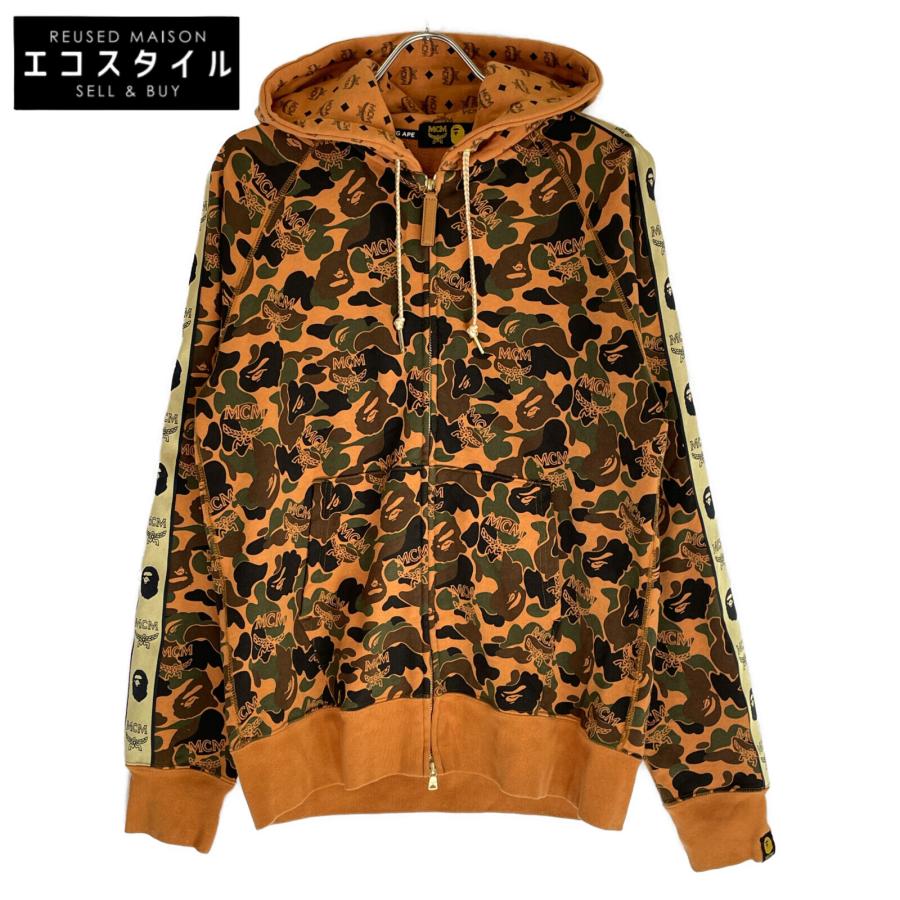 美品/ A BATHING APE アベイシングエイプ xMCM 001ZPF731906X CAMO HOODIE サルカモ ジップアップ ...