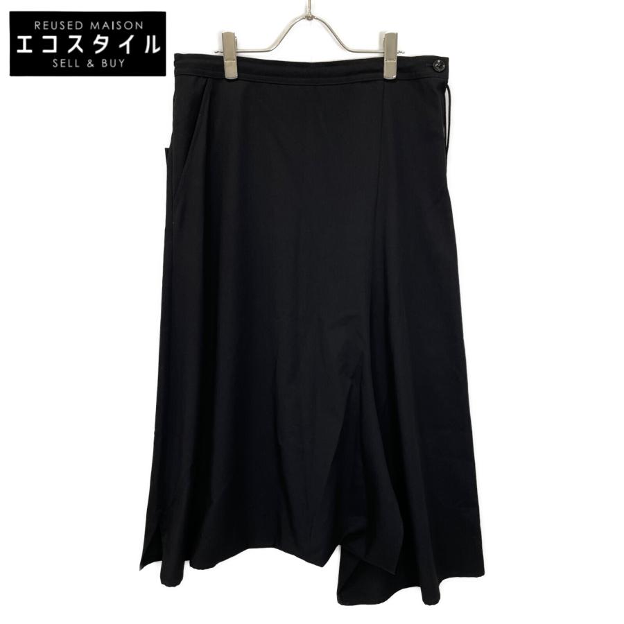 Y's ワイズ 23SS YZ-P14-100 ブラック ウール GABARDINE WAIST STRING ASYMMETRY PANTS 2 ボトムス レディース 中古 : ブランド ...