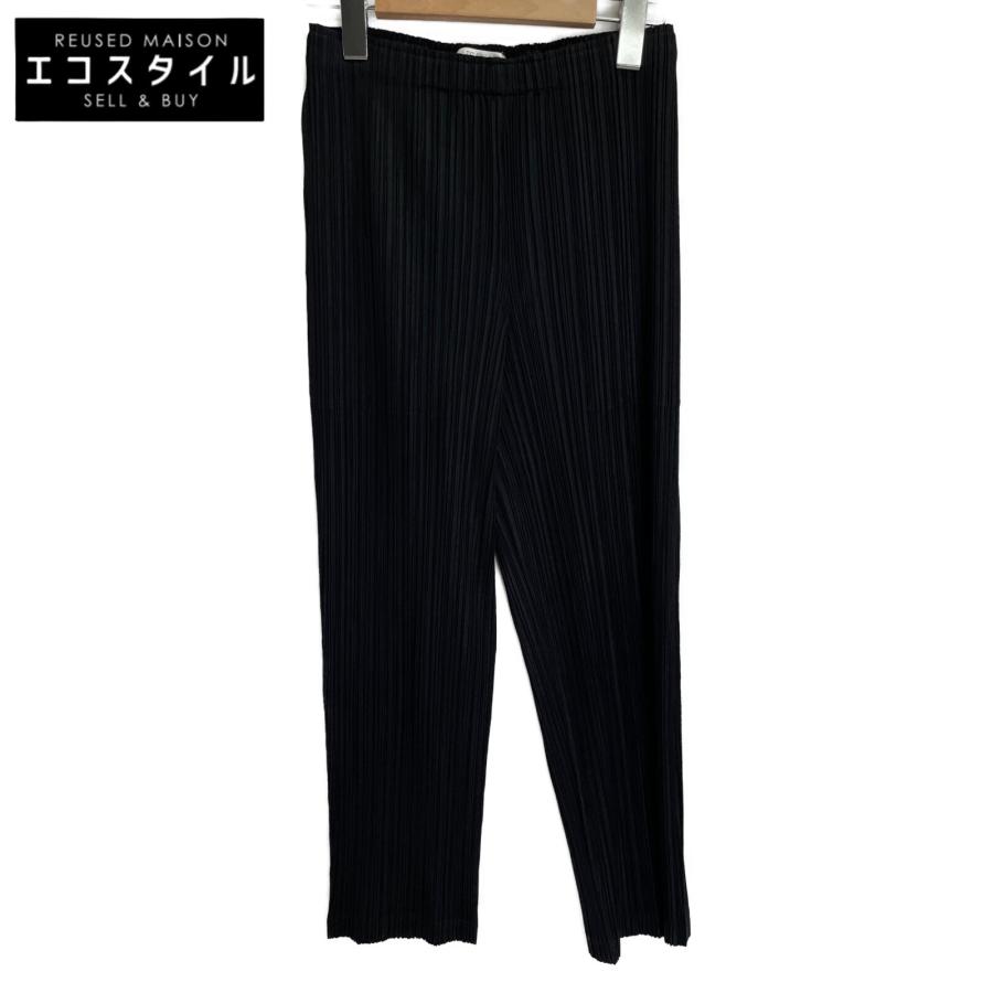 PLEATS PLEASE プリーツプリーズ 美品 PP61-JF401 ポリエステル プリーツテーパードパンツ ボトムス 2 ブラック レディース : ブランドリユースショップエコスタイル ...
