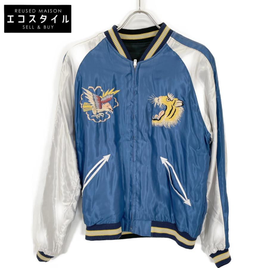 TAILOR TOYO テーラ―東洋 TT15491-119 WHITE EAGLE×GOLD DRAGON リバーシブルアセテートスカジャン ブルー×ブラック M ジャケット ナイロン ...
