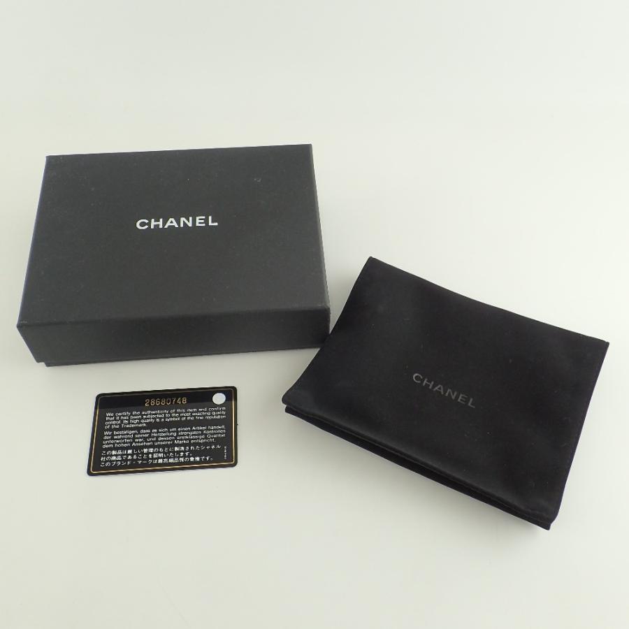 CHANEL 美品 シャネル 28番台 CCココマークステッチ レザー 三 CHANEL 美品 シャネル 28番台 CCココマークステッチ レザー 三