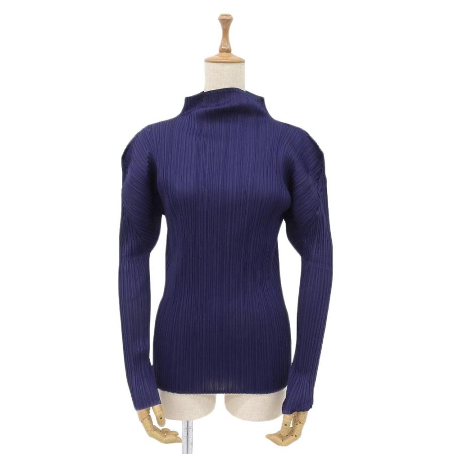 美品 PLEATS PLEASE プリーツプリーズ プリーツ ボトルネック ロング スリーブ トップス レディース ネイビー 3 PP13-JK503 : ブランドリユースショップエコスタイル ...
