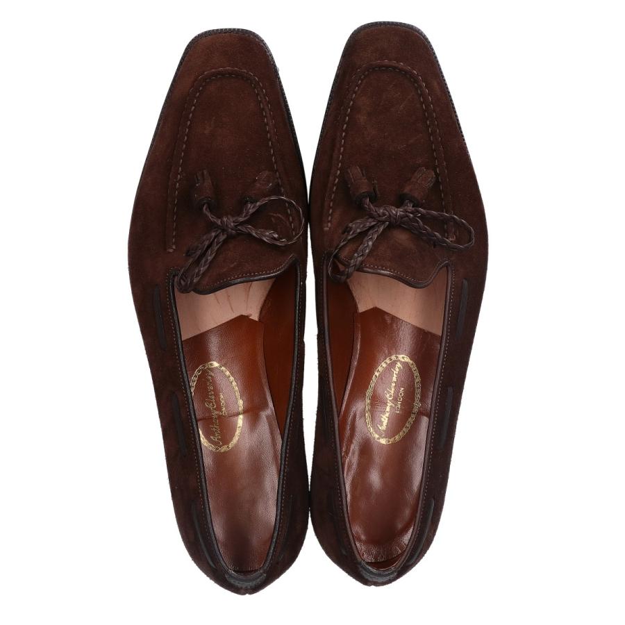 新品/ ANTHONY CLEVERLEY アンソニークレバリー DEREDE スエード タッセル ローファー/ シューズ 8E ブラウン ...