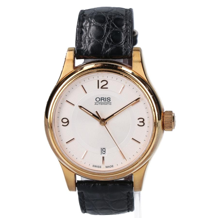 ORIS オリス 7594 Classic Date クラシック デイト シースルーバック 自動巻き 腕時計 ゴールド : ブランドリユース ...