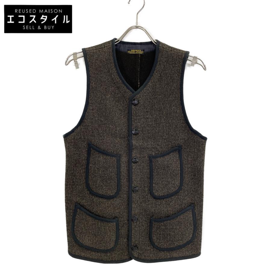 BROWN'SBEACHJACKET ブラウンズビーチジャケット 524 ゴマ塩 ビーチクロス ベスト ブラック 36 ウール メンズ 中古 : ブランドリユースショップエコスタイル - 通販 ...