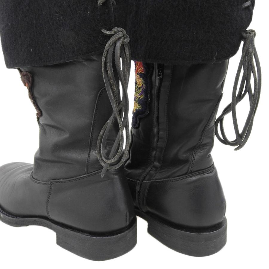 Yohji Yamamoto POUR HOMME ヨウジヤマモトプールオム 刺繍ワッペンパッチロングブーツ メンズ ブラック 3 HD-E07-754 : 6777700000000081 ...