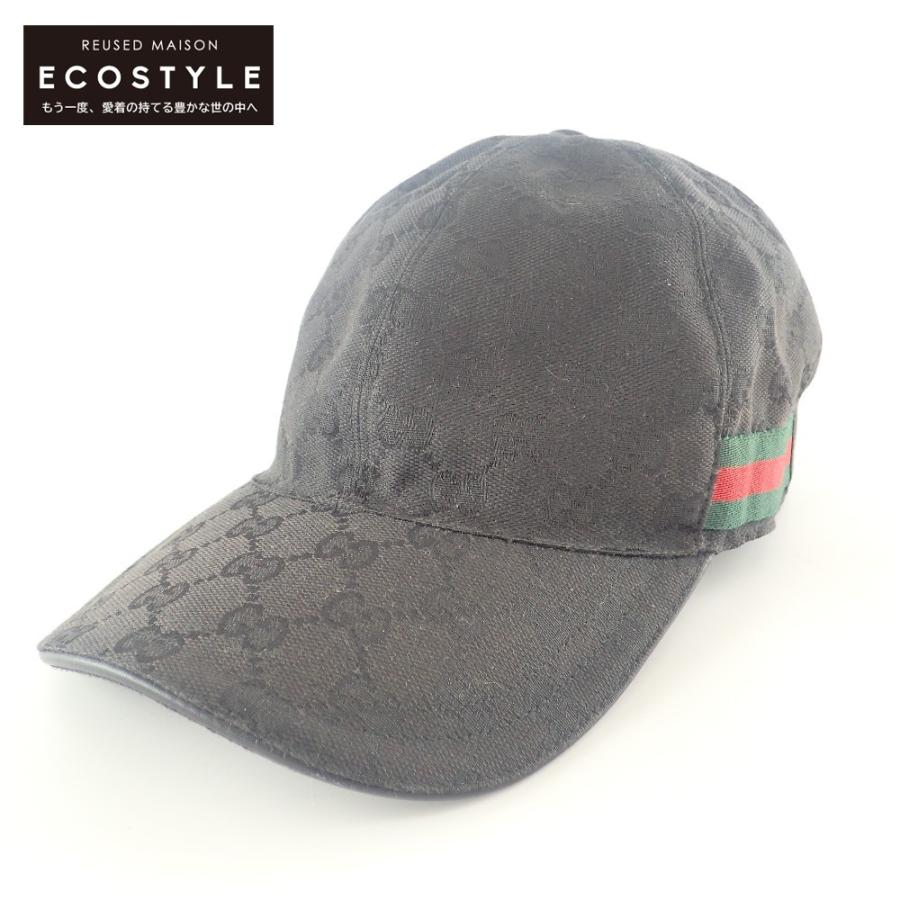 国内正規/ GUCCI グッチ 200035・204891 GGキャンバス ベースボール キャップ/ 帽子 M(58) ブラック レディース ...