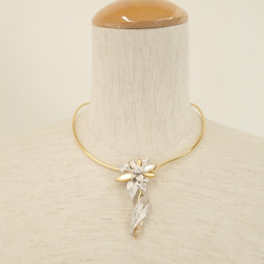 美品/ K18 CISEY 0.15ct フラワモチーフチョーカー/ ネックレス ゴールド/シルバー レディース :6889900000008417:ブランドリユースショップエコスタイル ...