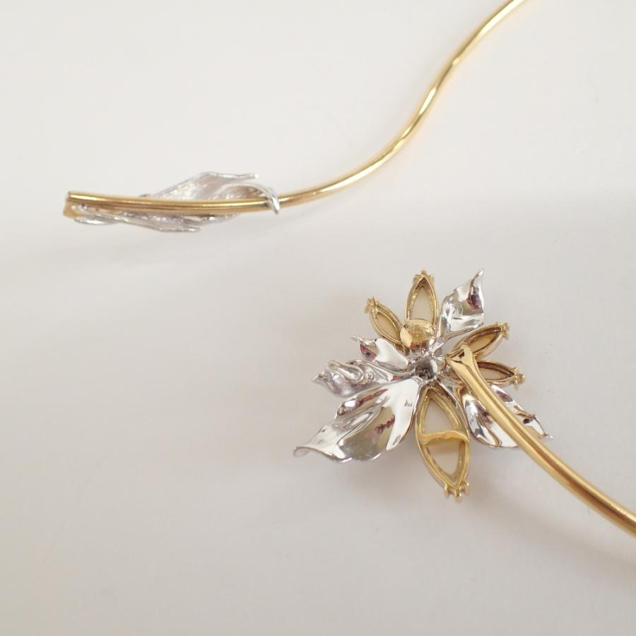 美品/ K18 CISEY 0.15ct フラワモチーフチョーカー/ ネックレス ゴールド/シルバー レディース :6889900000008417:ブランドリユースショップエコスタイル ...